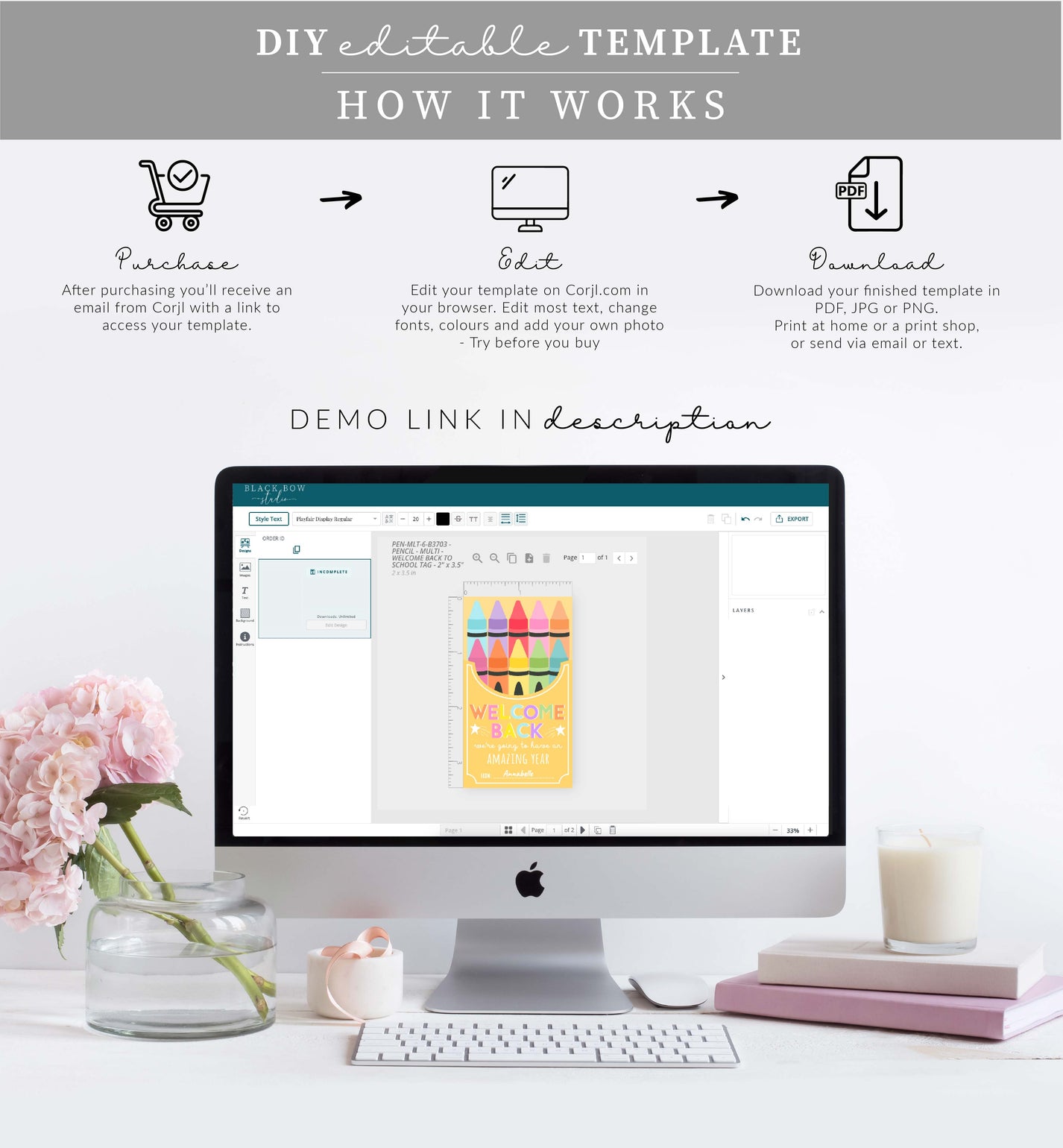 Pencil | Printable Welcome Back Crayon Favour Tag Template – Black Bow ...