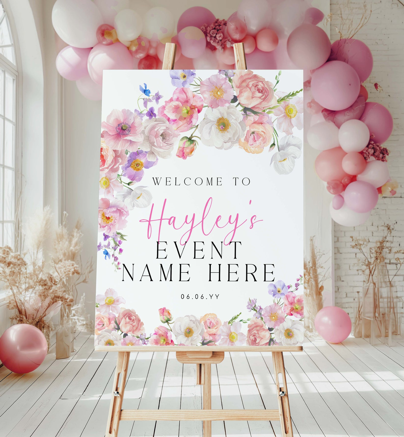 Eloise Floral | Printable Welcome Sign Template – Black Bow Studio