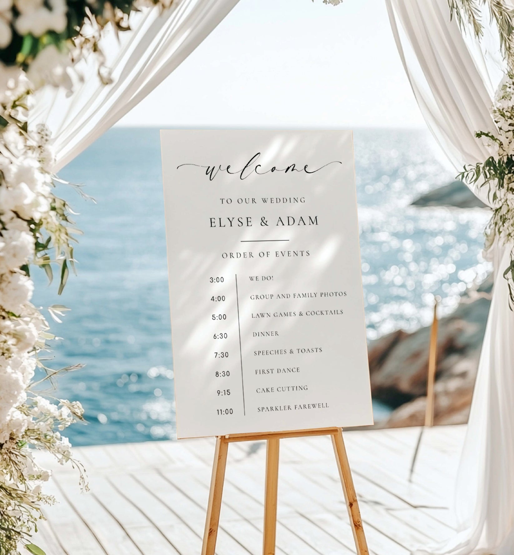 Ellesmere White | Printable Order Of Events Welcome Sign Template ...