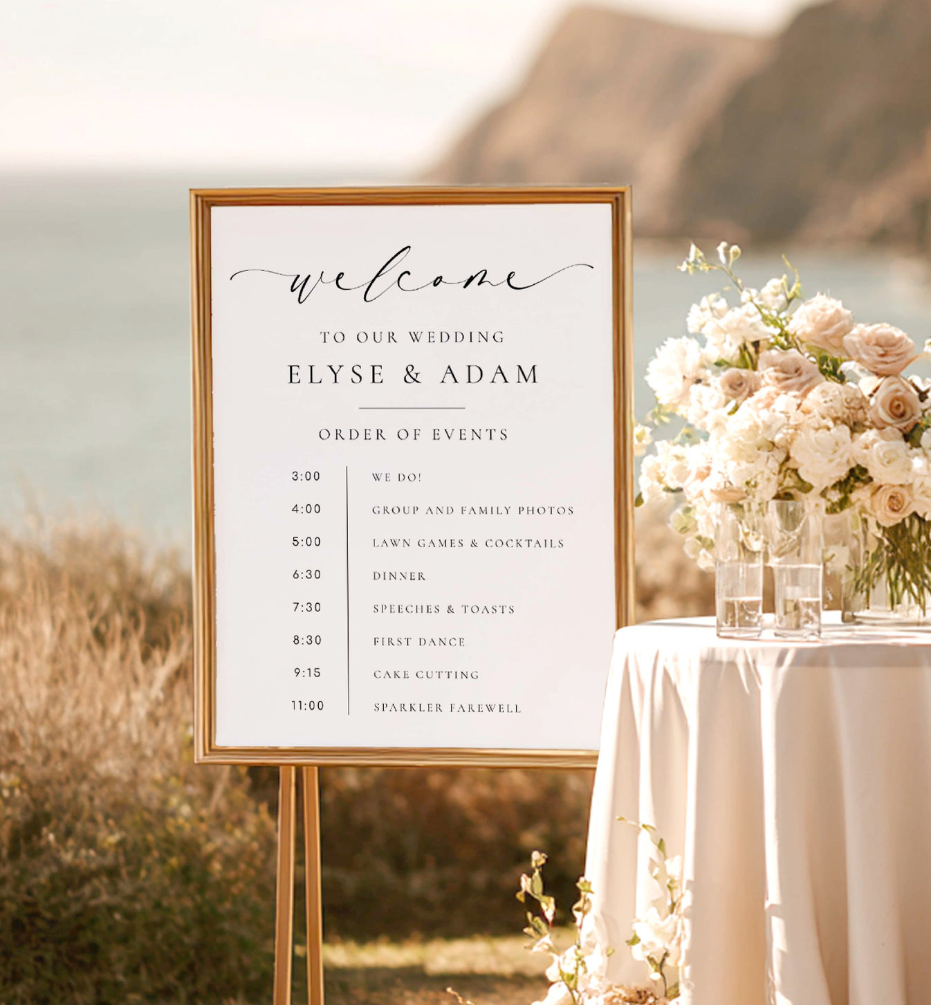 Ellesmere White | Printable Order Of Events Welcome Sign Template ...