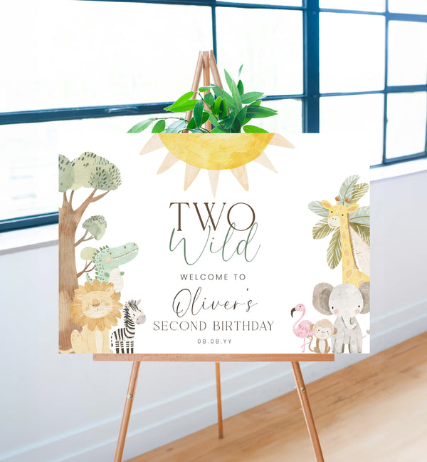Nyala Safari | Printable Two Wild Welcome Sign Template – Black Bow Studio