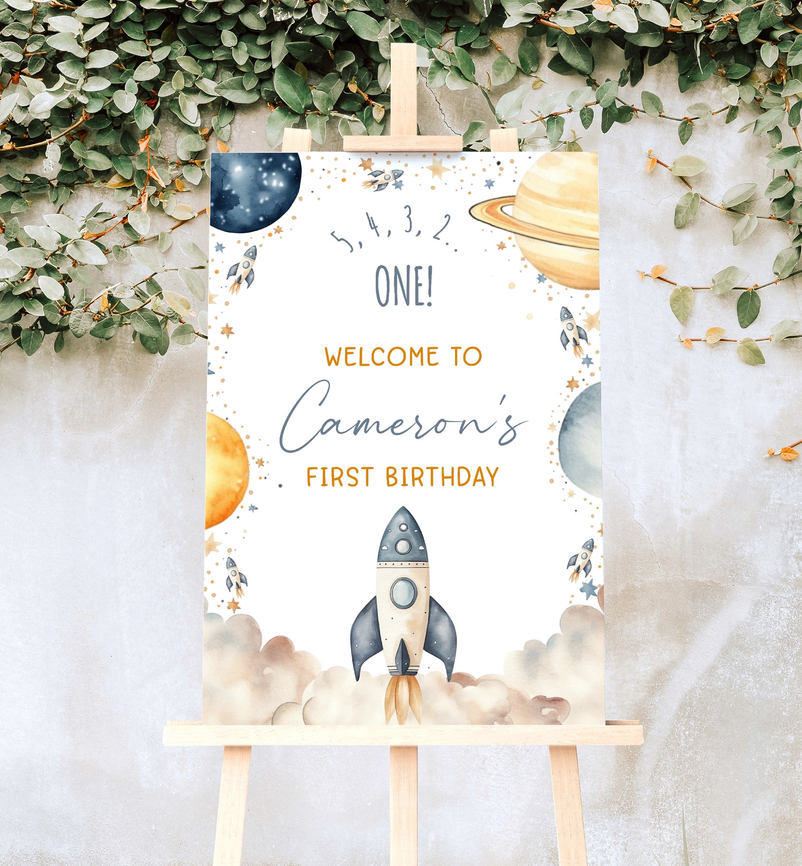 Space White | Printable Welcome Sign Template – Black Bow Studio