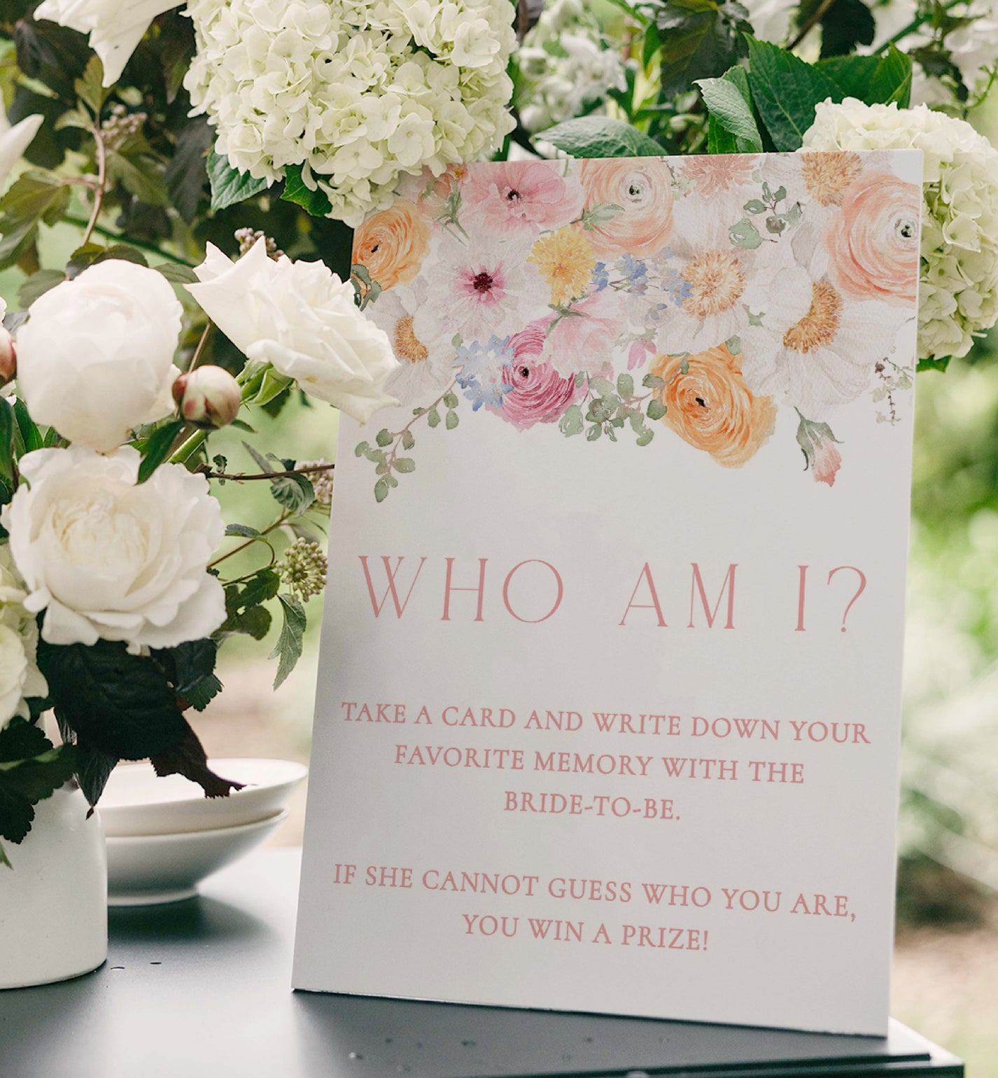 Millie Floral | Printable Who Am I Bridal Shower Game Template – Black ...