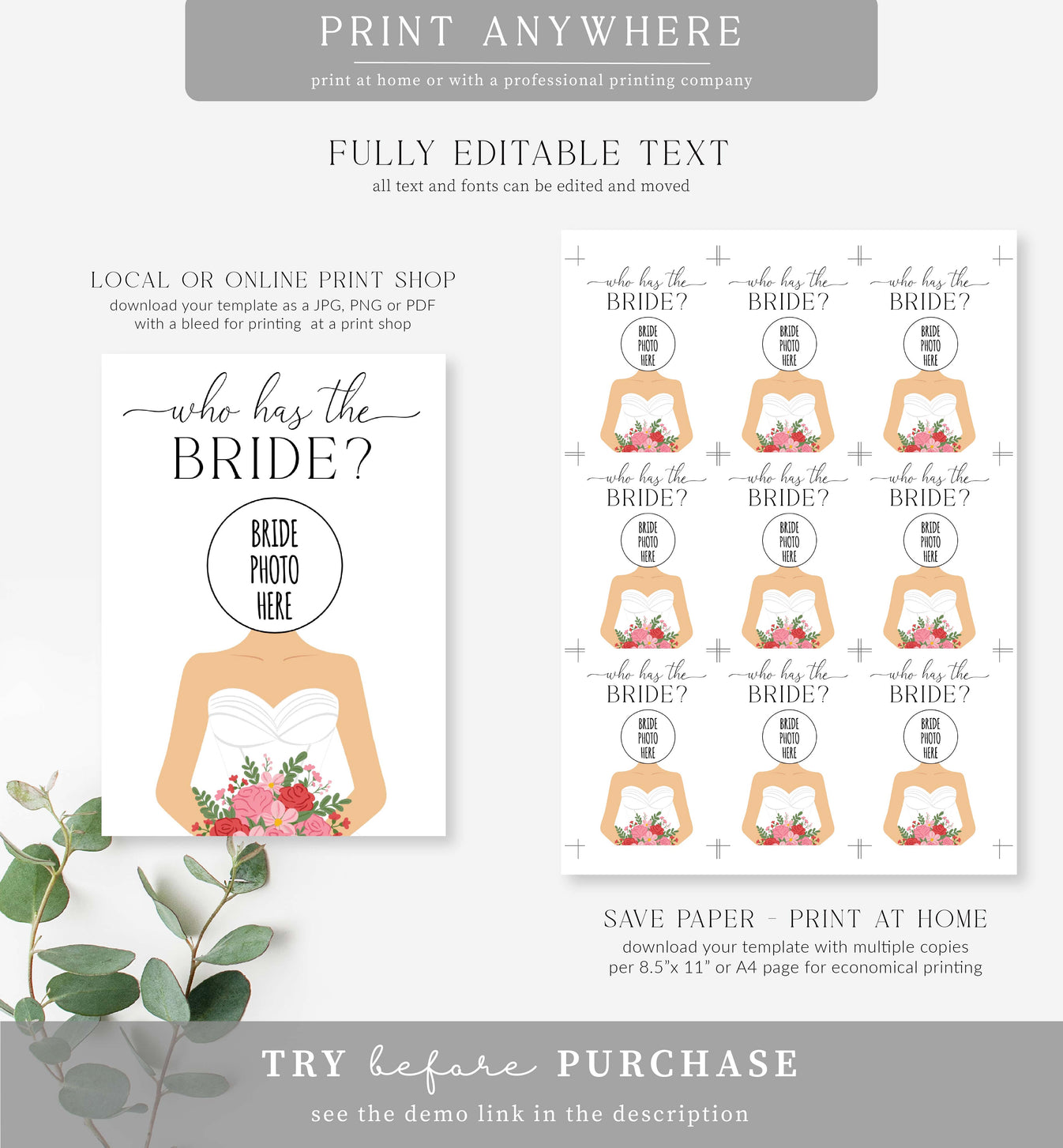 Quinn Script | Printable Who Has The Bride Game Template – Black Bow Studio