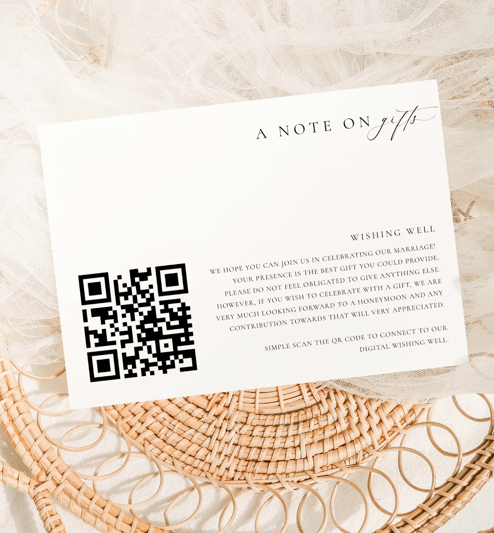 Ellesmere White | Printable QR Wishing Well Card Template – Black Bow ...