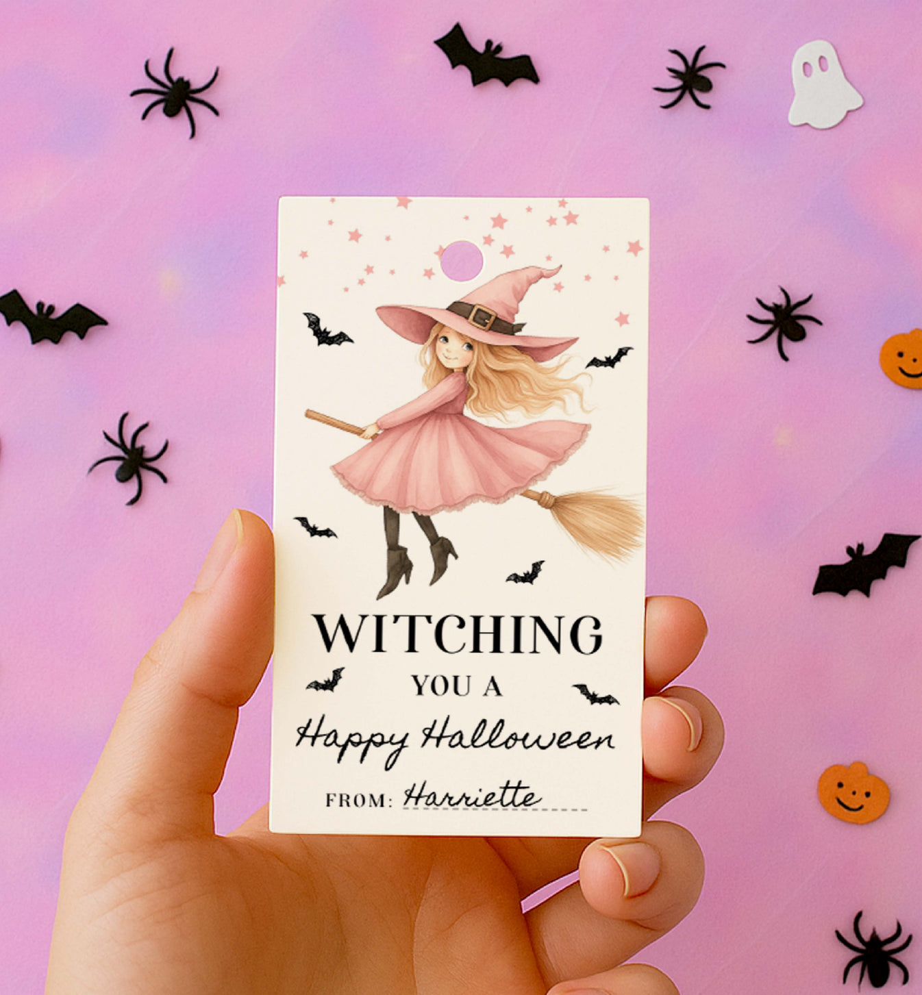 Halloween Pink | Printable Witching Tag Template – Black Bow Studio