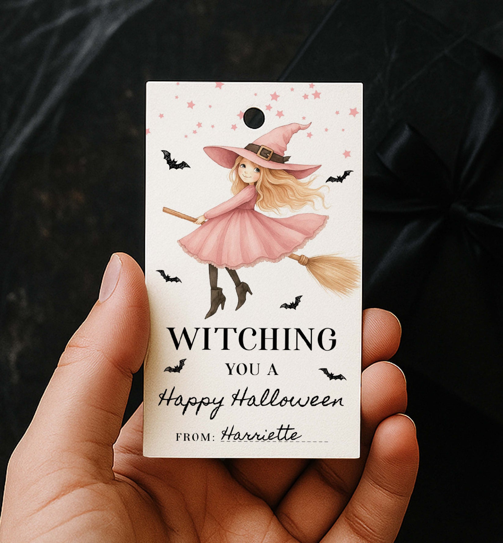 Halloween Pink | Printable Witching Tag Template – Black Bow Studio
