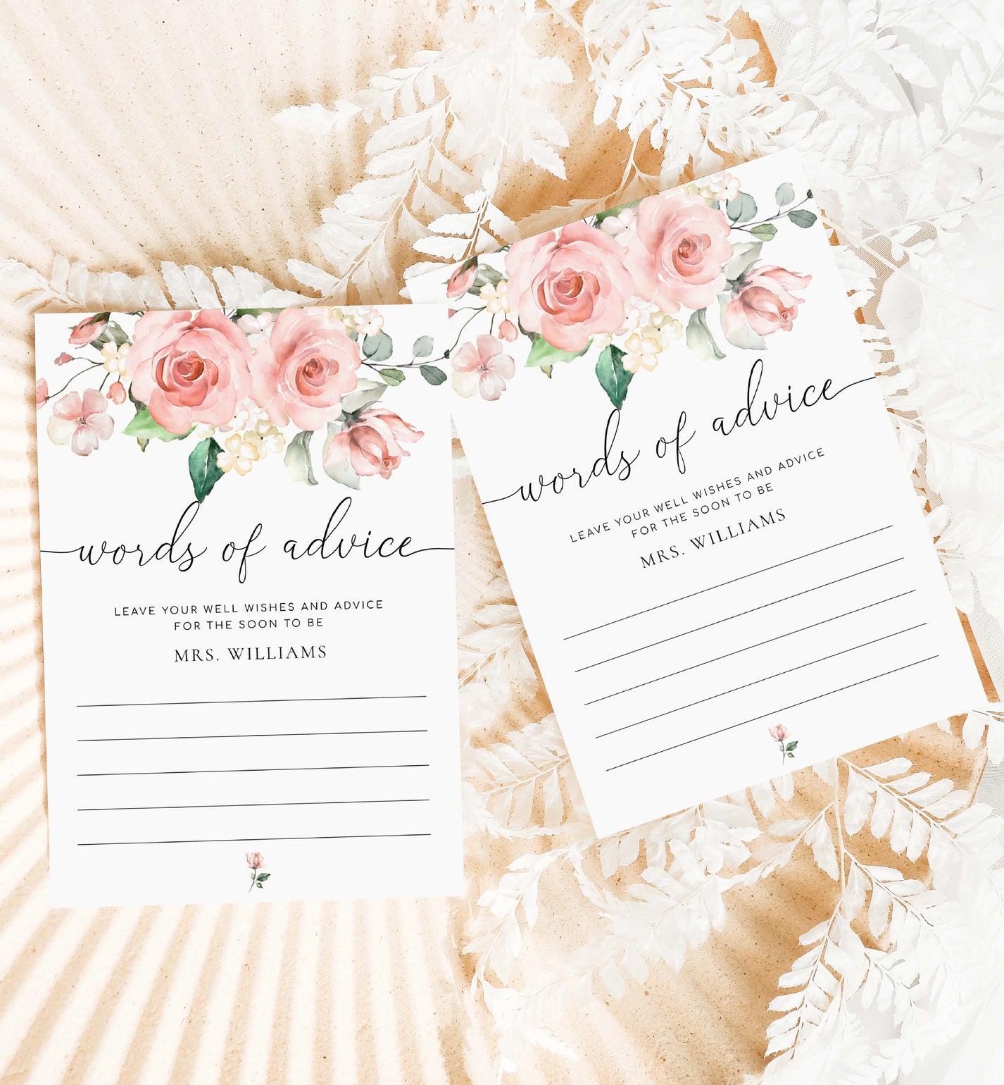 Darcy Floral | Printable Words Of Advice Sign and Card Template – Black ...