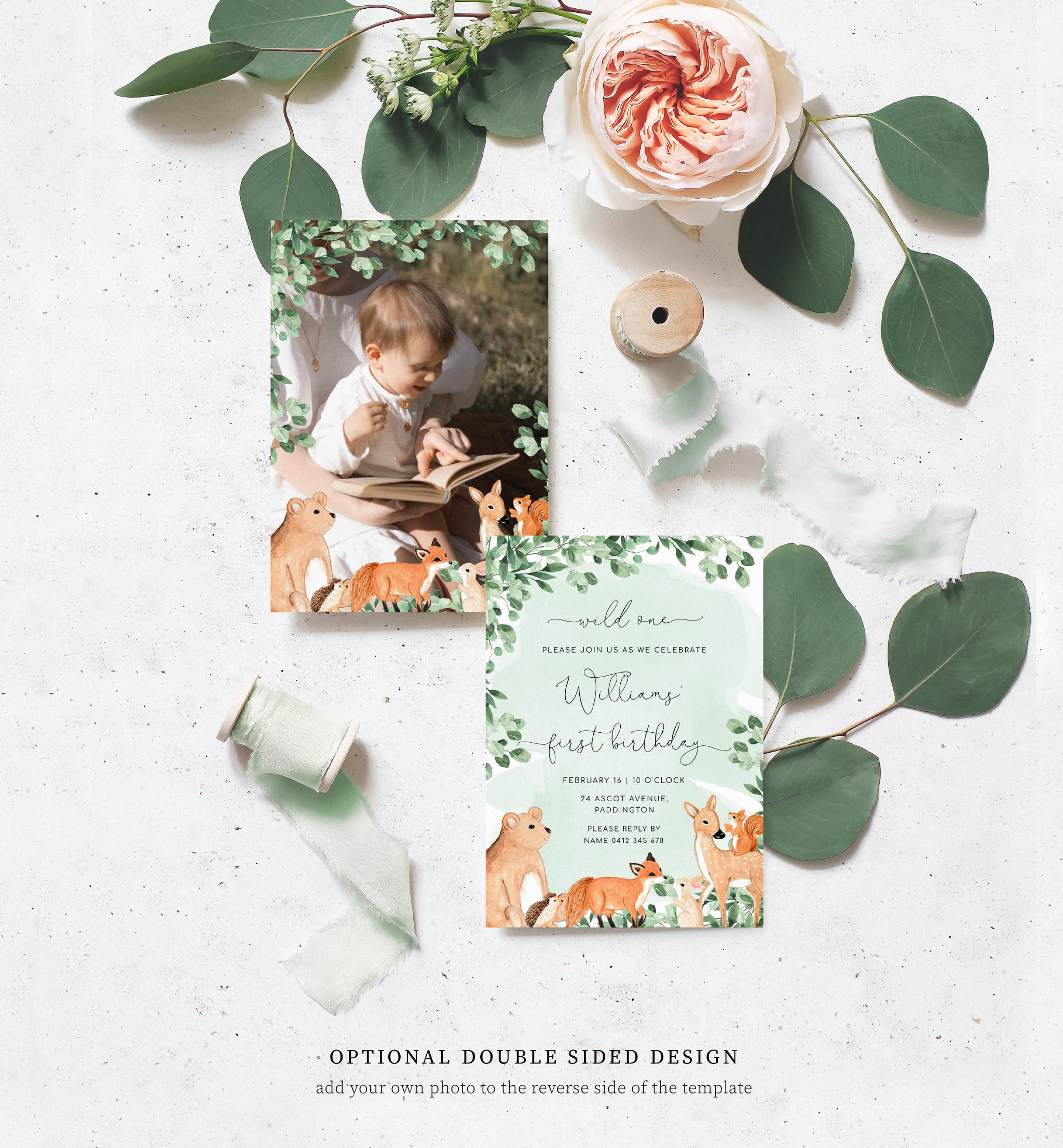 Printable Woodland Animals Birthday Invitation – Black Bow Studio