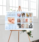 Watercolour Blue | Printable First Year Photo Timeline Sign Template ...