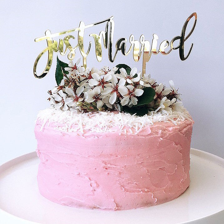 Cake Topper Gold Mirror Acrylic | Just Married – Black Bow Studio