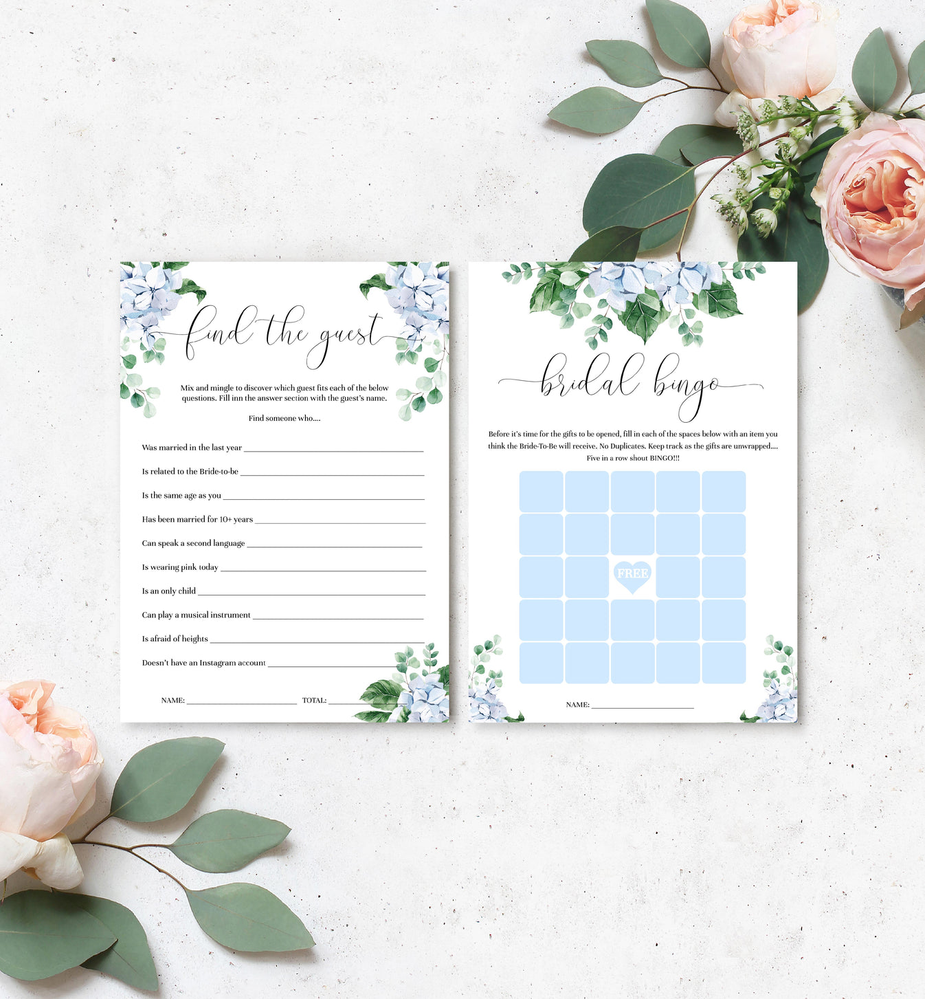 Ferras Blue | Printable Bridal Shower Games Bundle Template – Black Bow ...