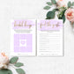 Watercolour Purple | Printable Bridal Shower Games Bundle – Black Bow ...