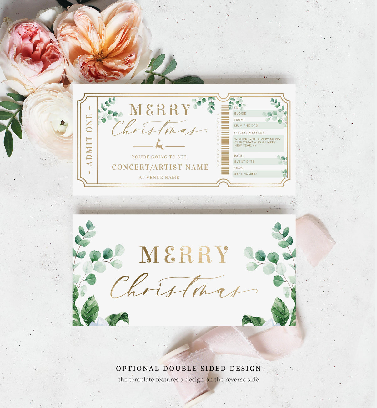 Ferras Green | Printable Christmas Concert Custom Gift Voucher Templat ...