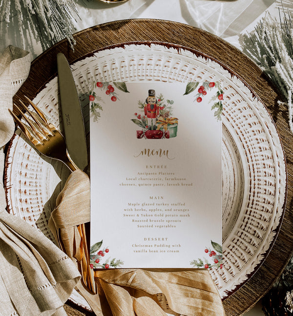 Nutmeg Noel Nutcracker | Printable Christmas Menu – Black Bow Studio
