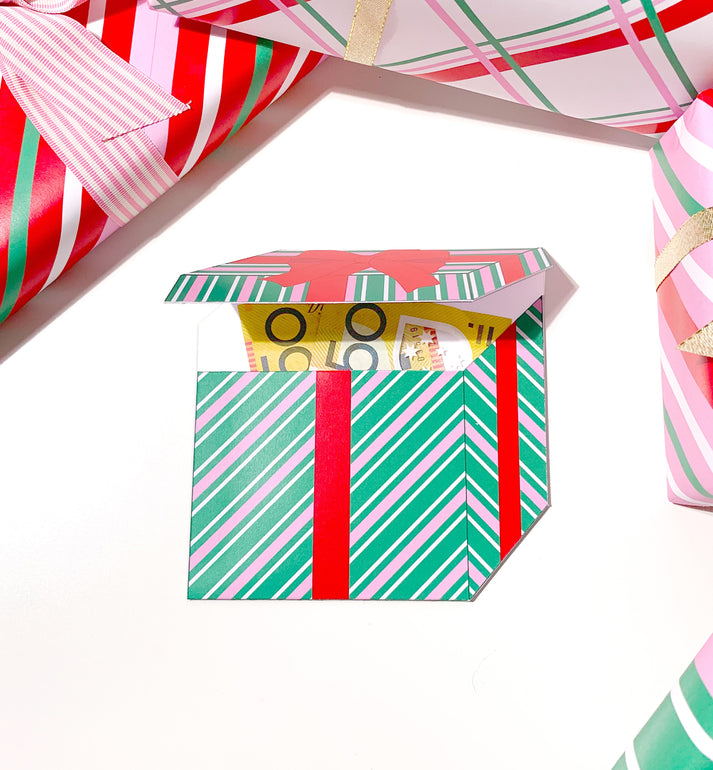 Stripe Green Pink | Printable Christmas Present Money Wallet Template ...