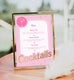 Barbie Party Pink Gold | Printable Cocktails Bar Menu Sign Template ...