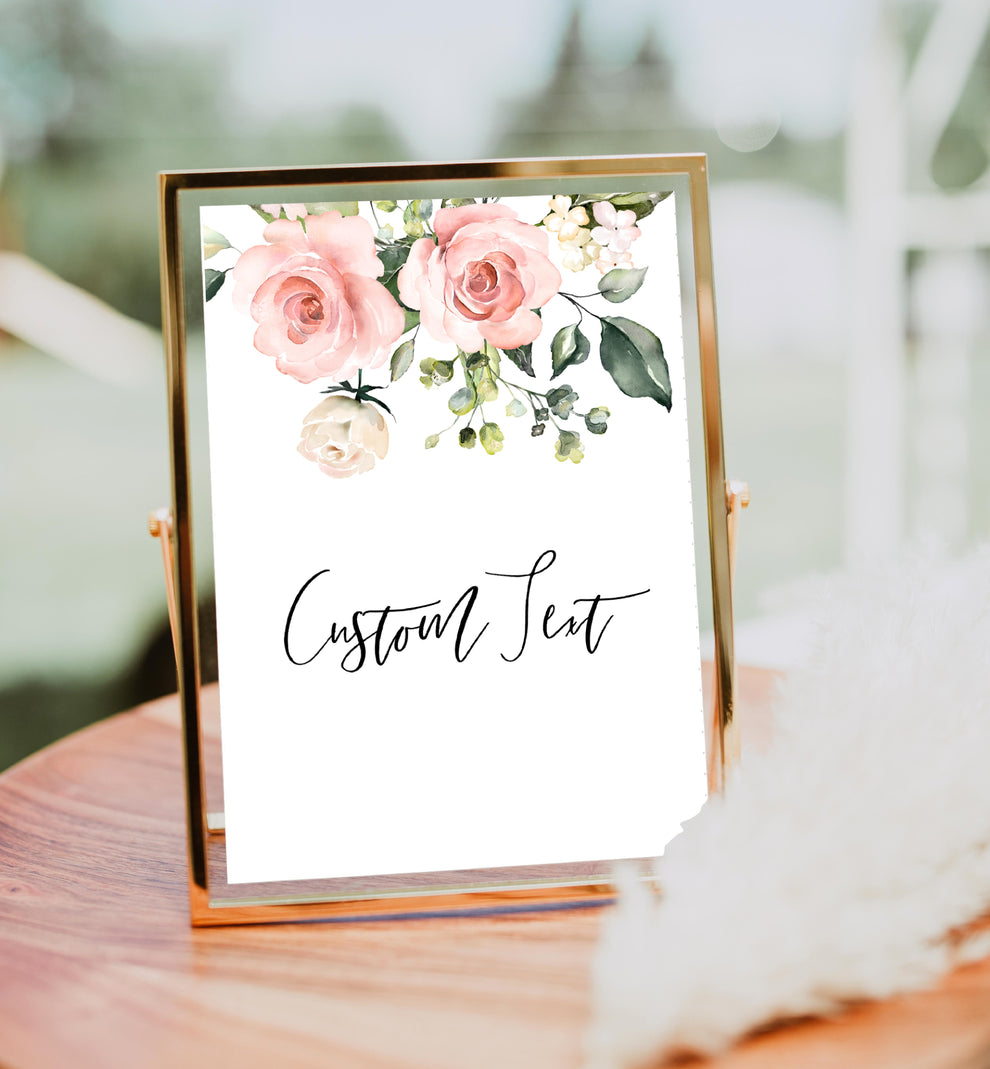 Darcy Floral Pink | Printable Custom Text Sign Template – Black Bow Studio