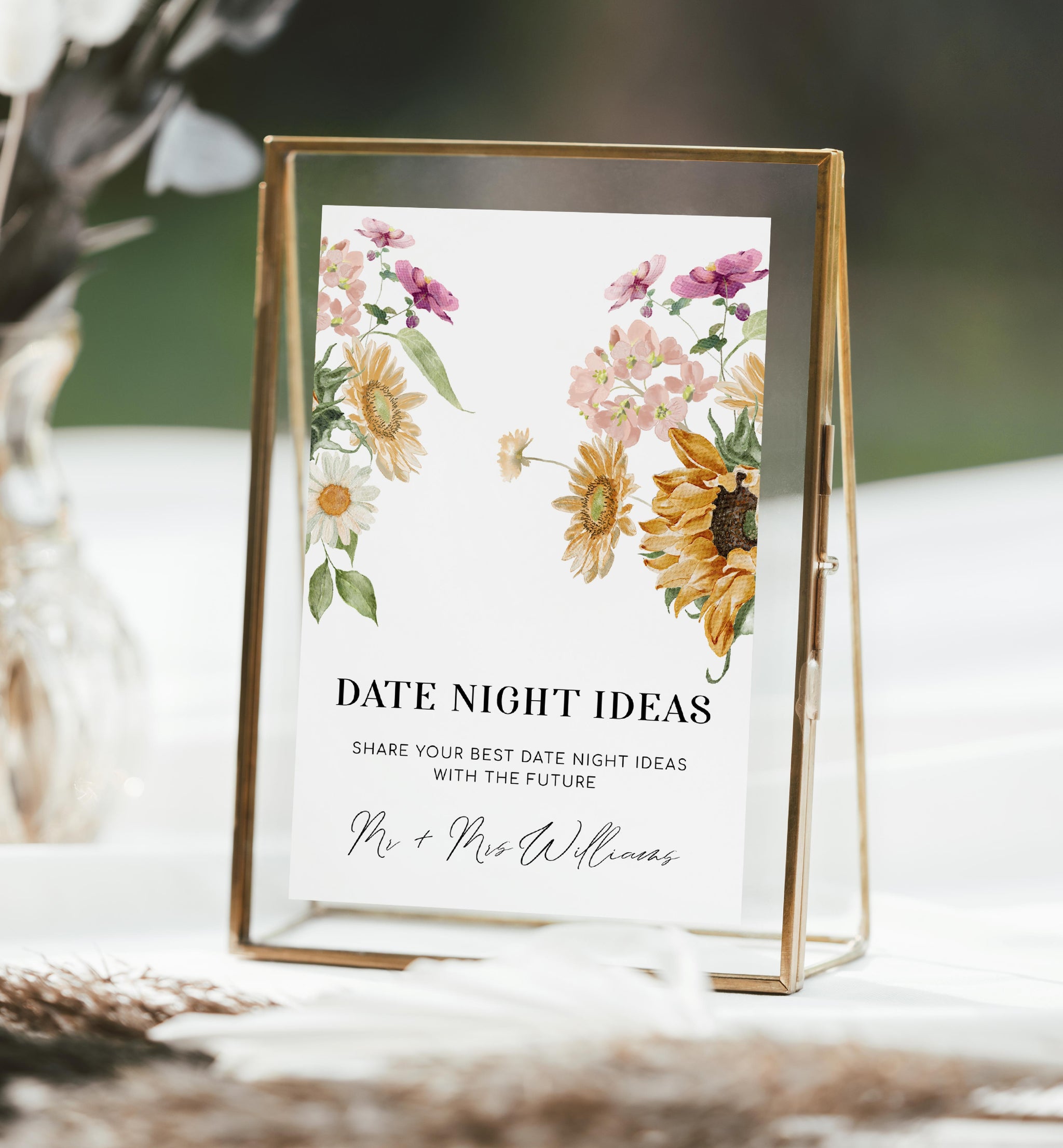 Mews Floral White | Printable Date Night Ideas Sign and Card Template ...