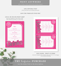 Barbie Party Hot Pink Silver | Printable Bar Menu Sign Template – Black ...