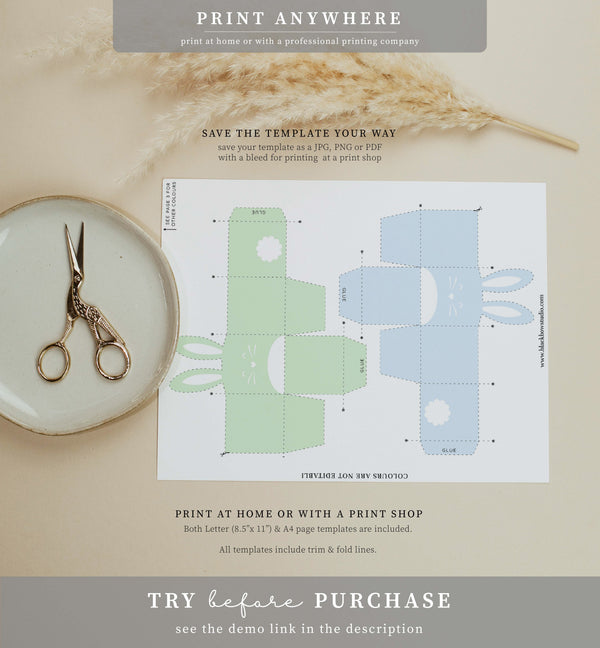 Easter Multi | Printable Easter Bunny Box Template – Black Bow Studio