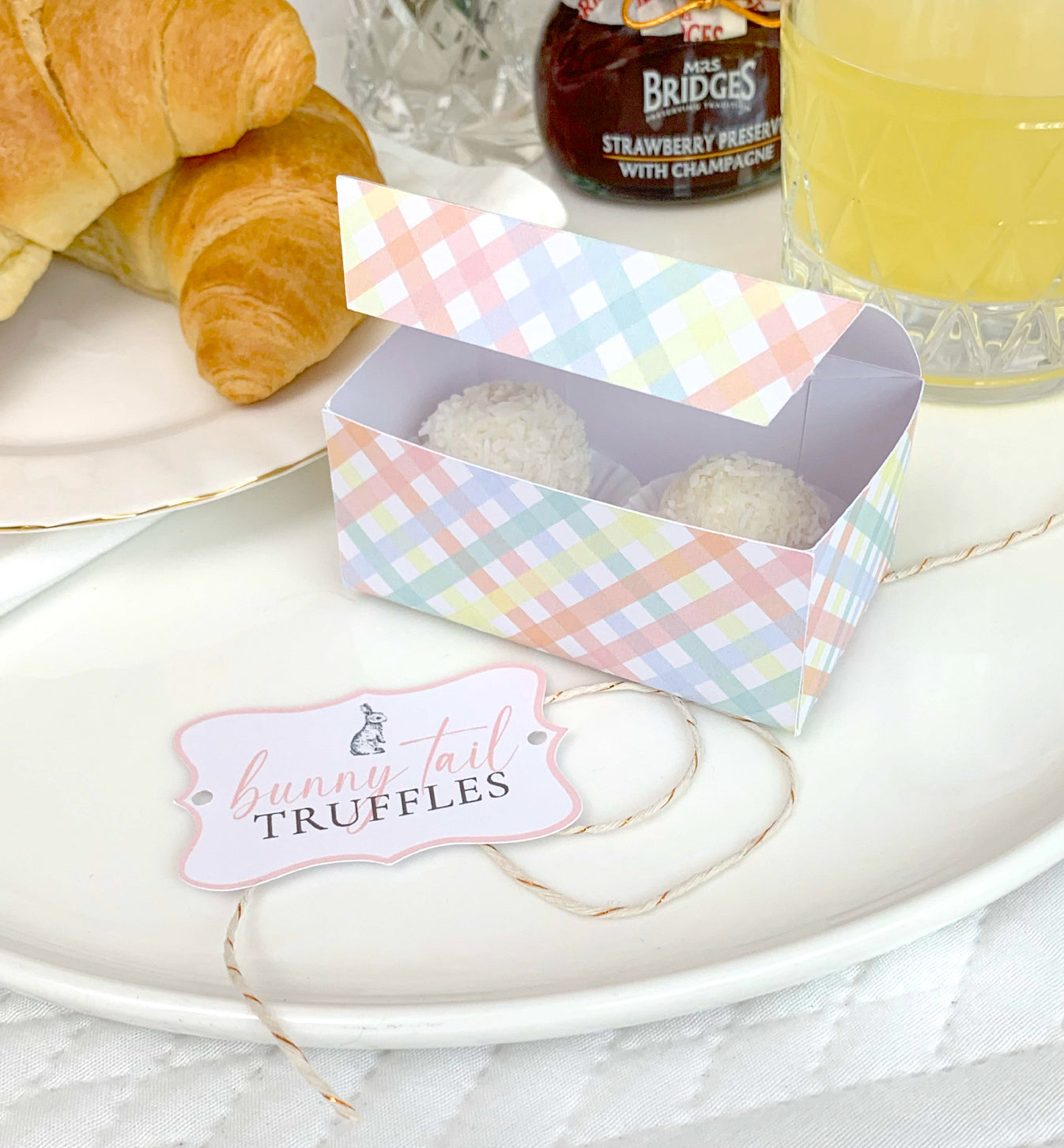 Gingham Multi | Printable Easter Bunny Tail Truffle Box Template ...