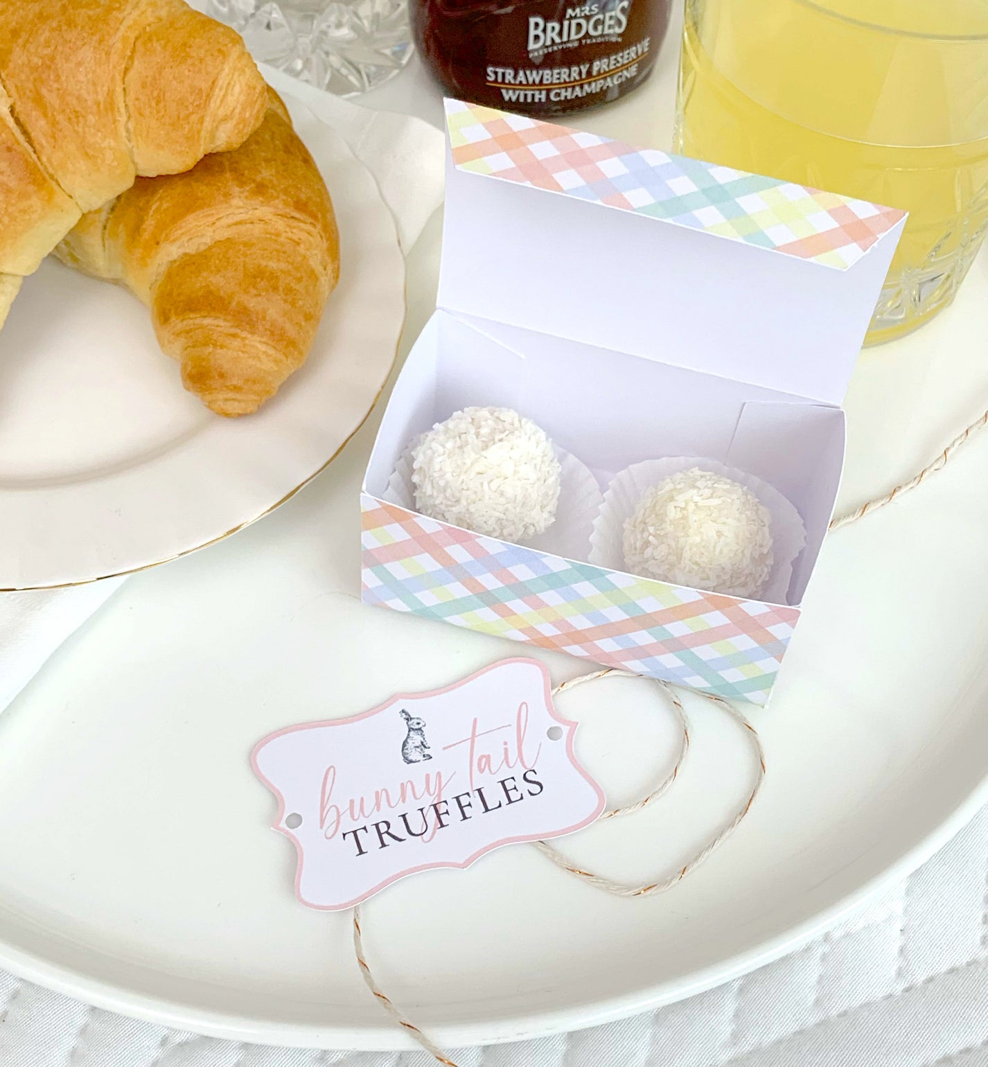 Gingham Multi | Printable Easter Bunny Tail Truffle Box Template ...