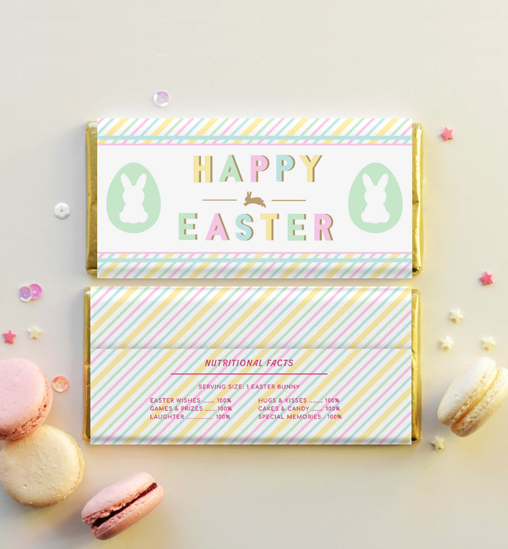 Stripe Pastel Multi | Printable Easter Chocolate Wrapper Template ...