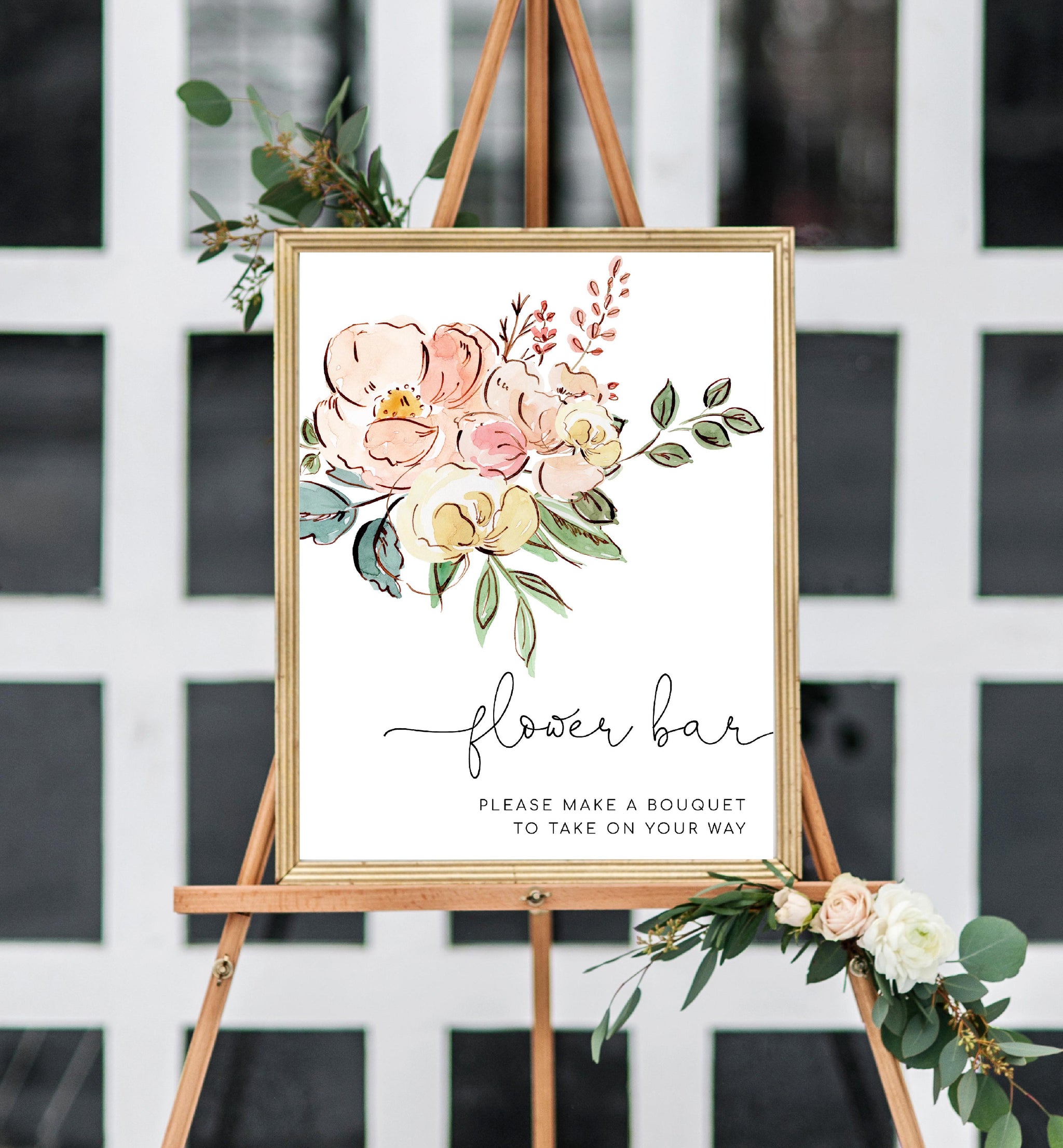 Cambridge Floral Multi | Printable Flower Bar Sign Template – Black Bow ...
