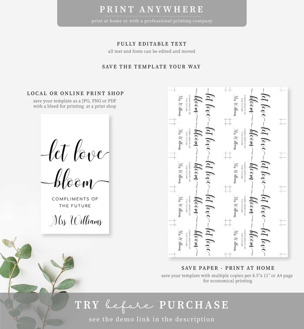 Layton Script White | Printable Let Love Bloom Favour Tags Template ...