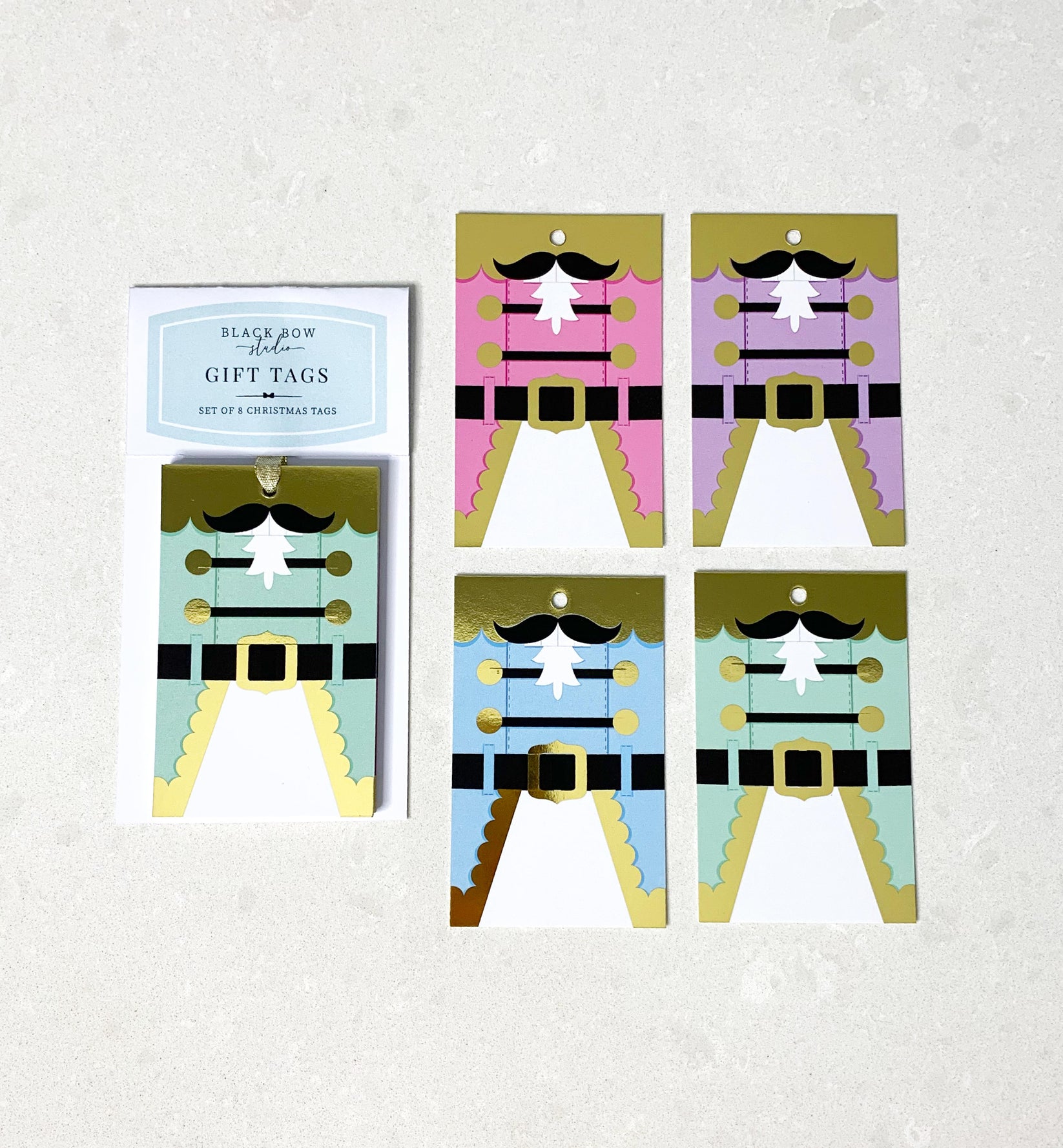 Nutcracker Coat Multi | Set of 8 Christmas Gift Tags – Black Bow Studio