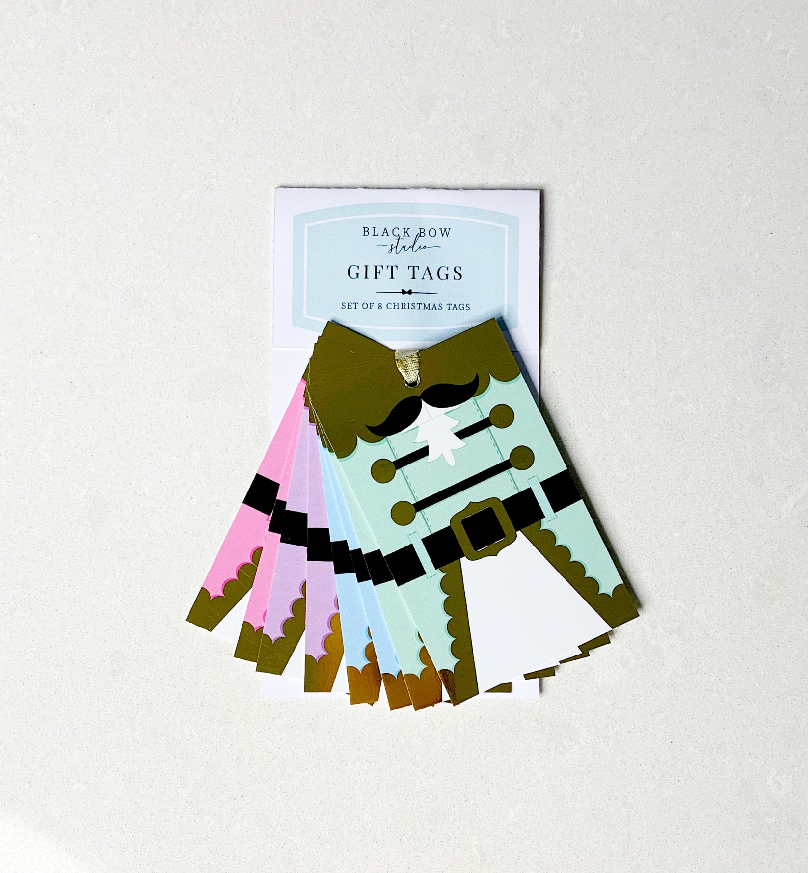 Nutcracker Coat Multi | Set of 8 Christmas Gift Tags – Black Bow Studio