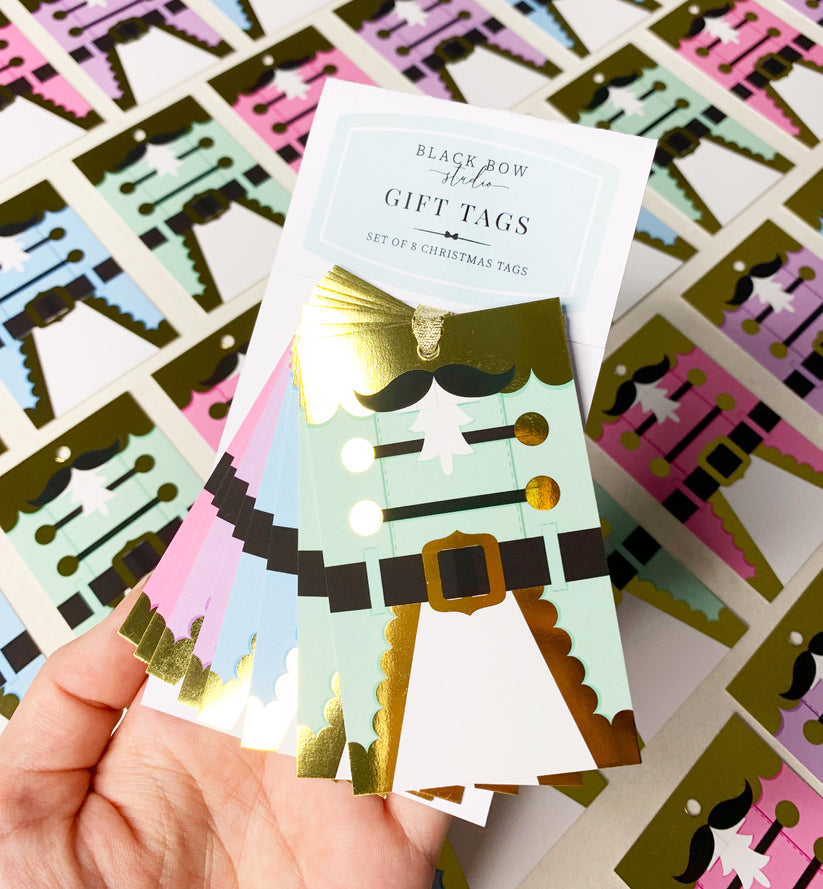 Nutcracker Coat Multi | Set of 8 Christmas Gift Tags – Black Bow Studio