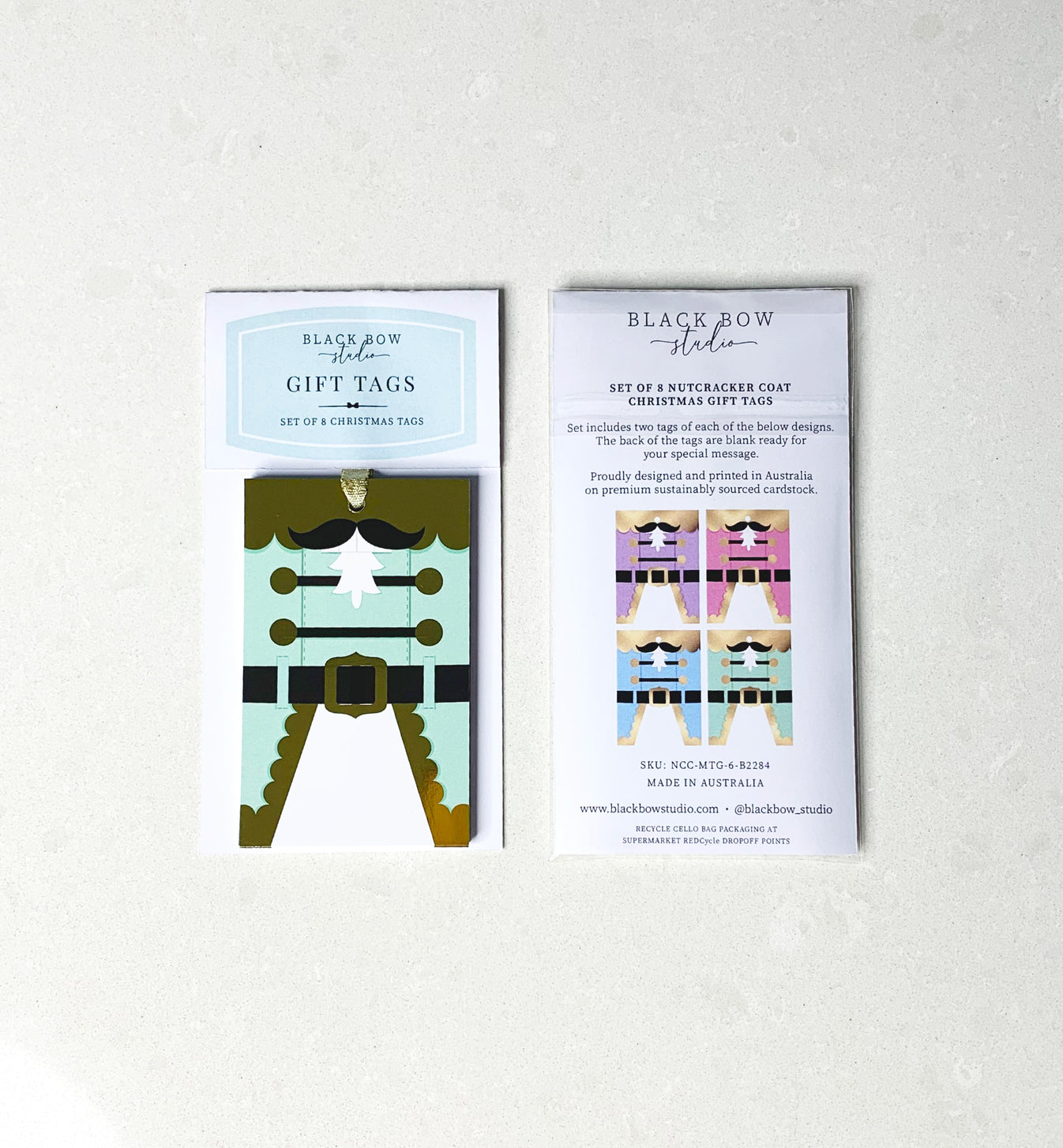 Nutcracker Coat Multi | Set of 8 Christmas Gift Tags – Black Bow Studio
