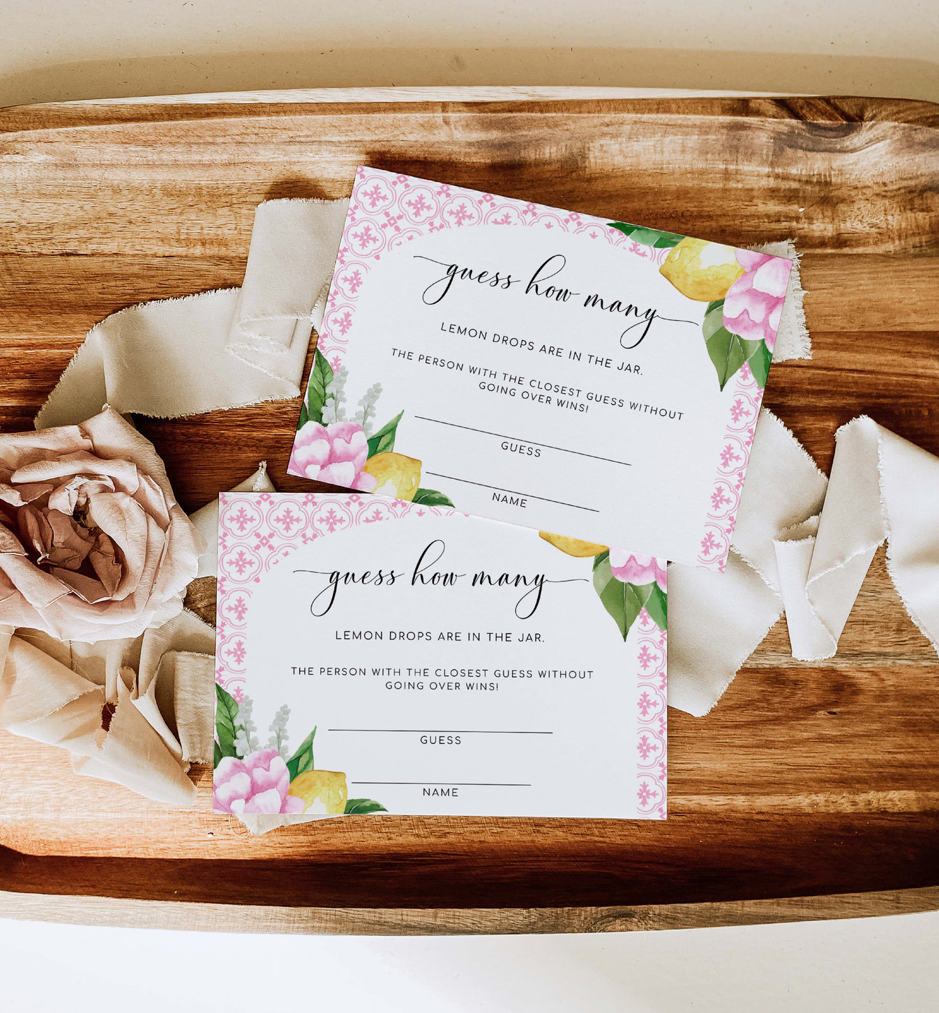 The Med Pink Lemons | Printable Guess How Many Game Sign & Card Templa ...