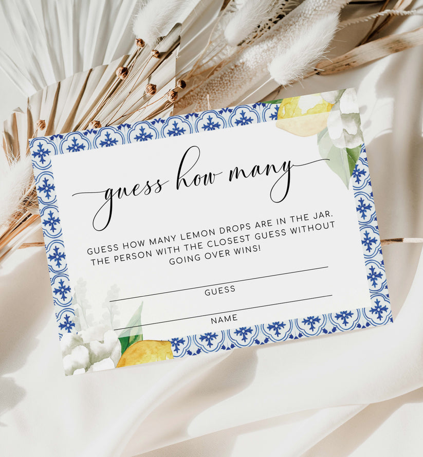 The Med Lemons | Printable Guess How Many Game Sign & Card Template ...