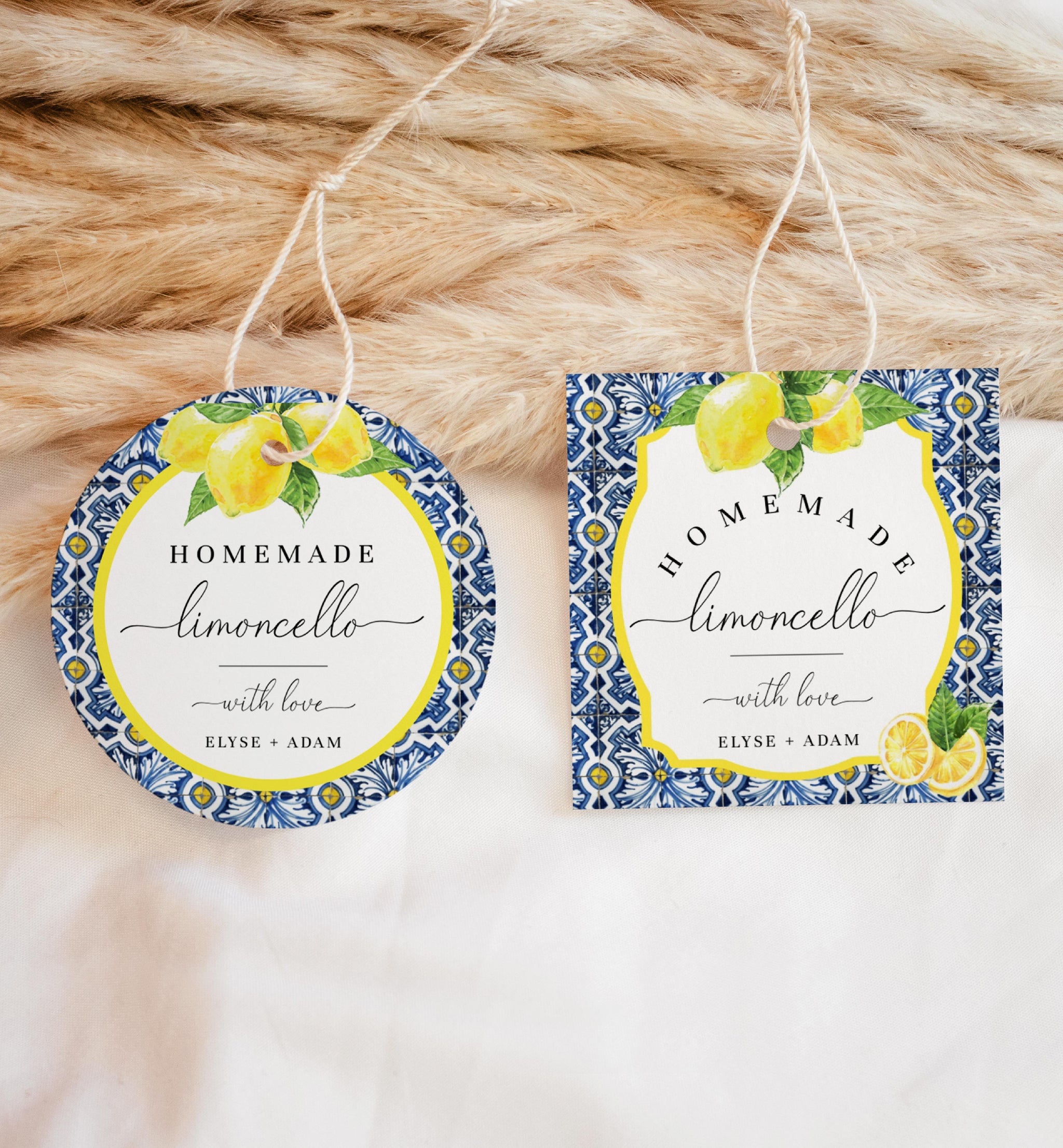 Positano Lemons | Printable Limoncello Favour Tags Template – Black Bow ...