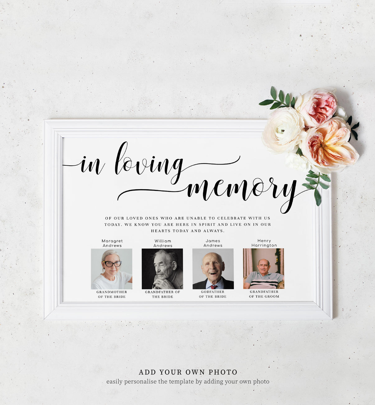 Leyton Script White | Printable In Loving Memory Sign template – Black ...