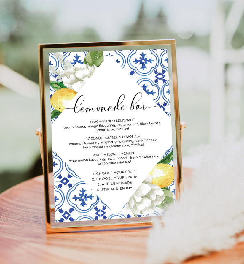 The Med Lemons | Printable Lemonade Bar Sign – Black Bow Studio