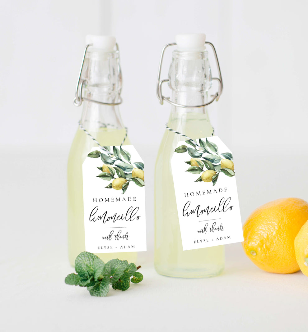 Tuscan Lemons | Printable Limoncello Favour Tags Template – Black Bow ...