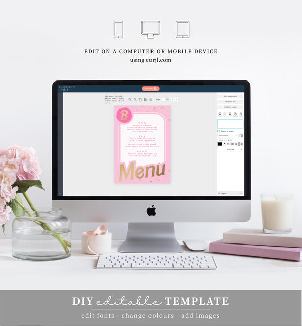 Barbie Party Printable Menu Template – Black Bow Studio