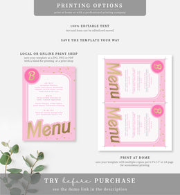 Barbie Party Printable Menu Template – Black Bow Studio
