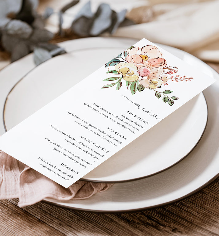 Cambridge Multi | Printable Menu Template – Black Bow Studio