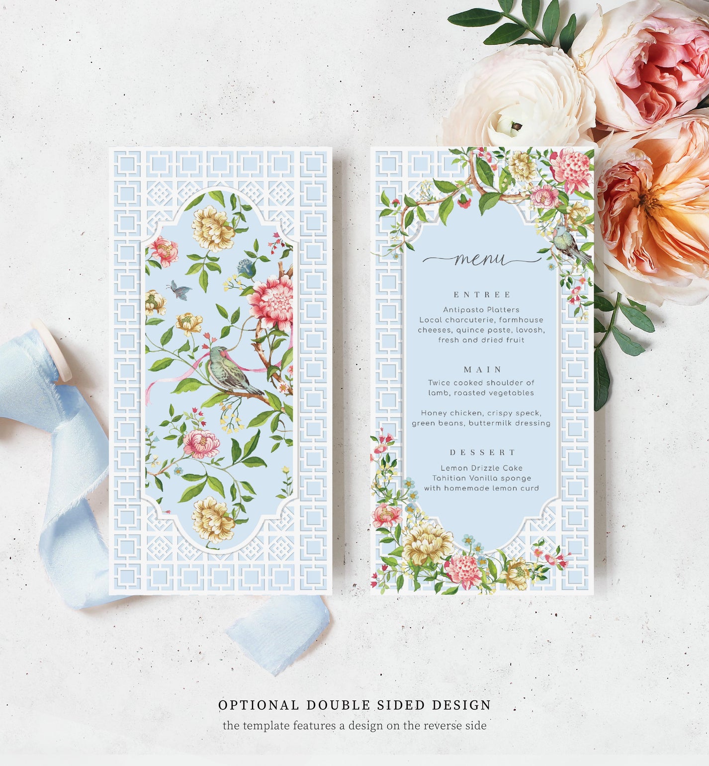 Trianon Blue | Printable Menu – Black Bow Studio