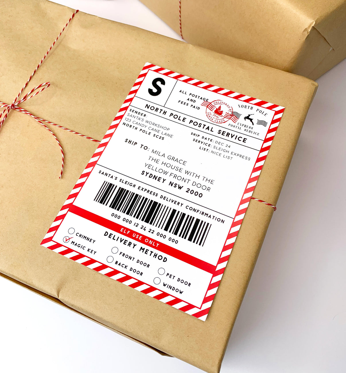 Santa's Workshop Red | Printable Christmas Shipping Label Template ...