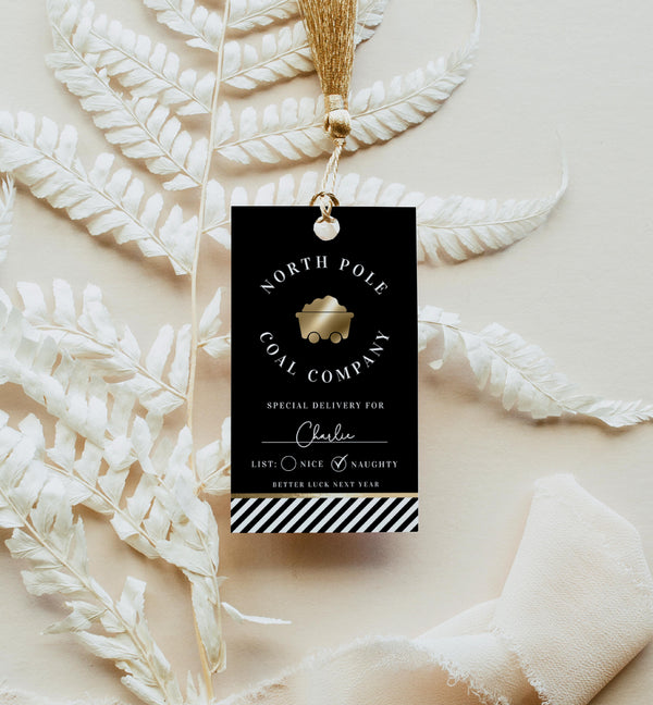 North Pole Coal Company Black | Printable Christmas Gift Tag Template ...