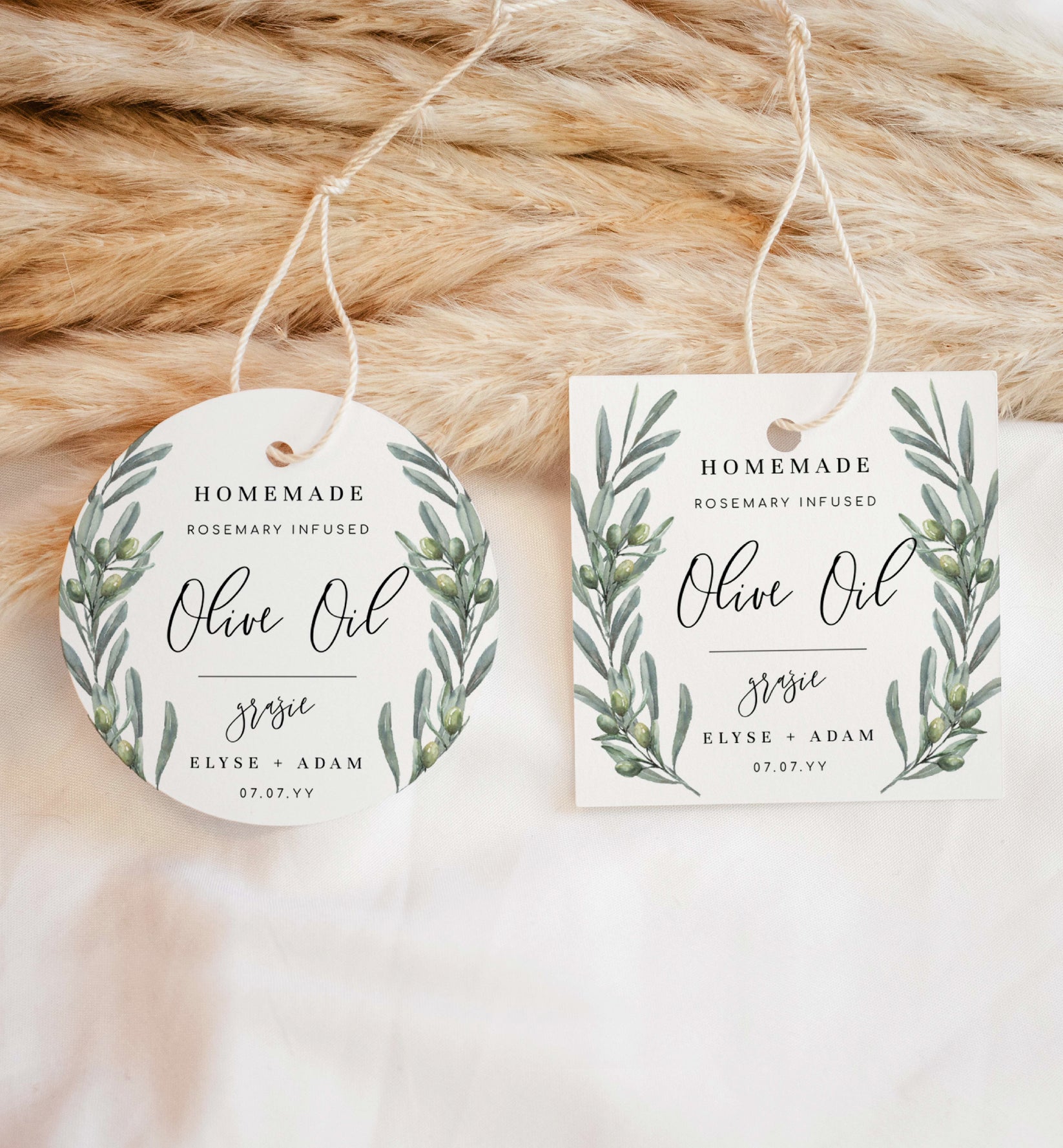 Olive Grove | Printable Olive Oil Favour Tags Template – Black Bow Studio