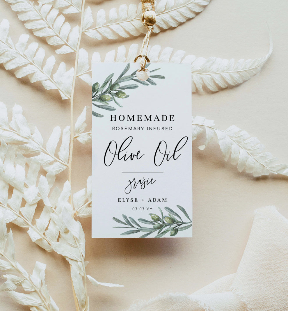 Olive Grove | Printable Olive Oil Favour Tags Template – Black Bow Studio