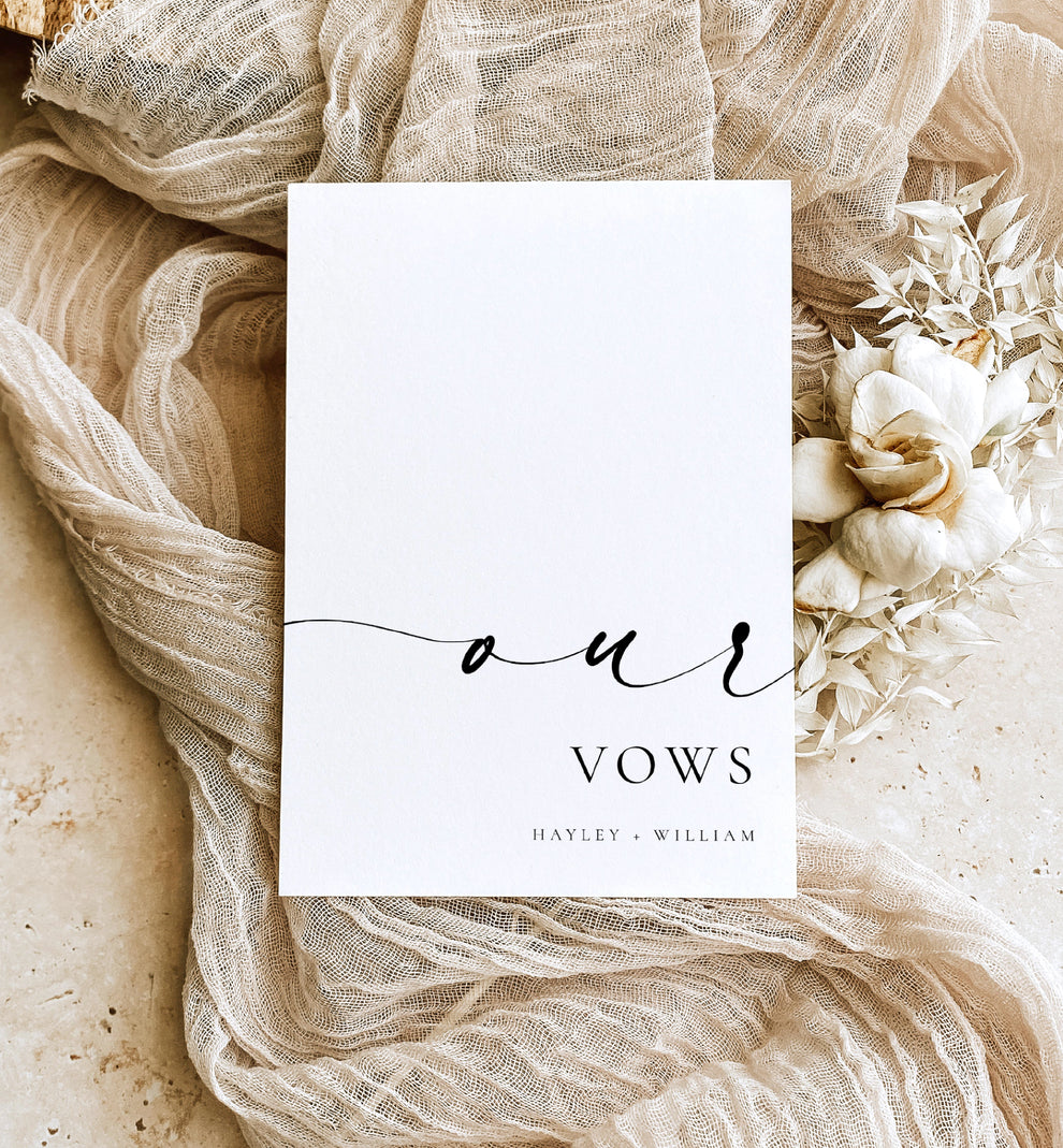 Ellesmere White | Printable Wedding Our Vows Book Template – Black Bow ...