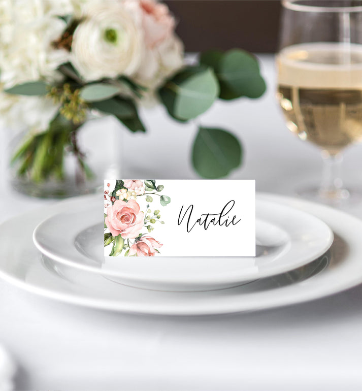 Darcy Floral Pink | Printable Place Cards Template – Black Bow Studio